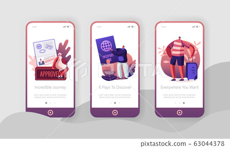 People Travelling Abroad Mobile App Page... - Stock Illustration ...