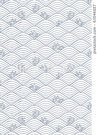 Ocean wave Japanese paper background - Stock Illustration [63046887 ...