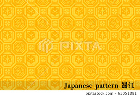 Yellow Japanese paper and Japanese pattern: Shu... - Stock Illustration ...