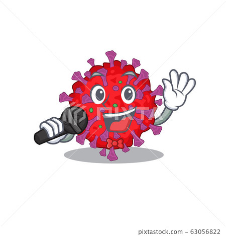 Cute coronavirus particle sings a song with a... - Stock Illustration ...