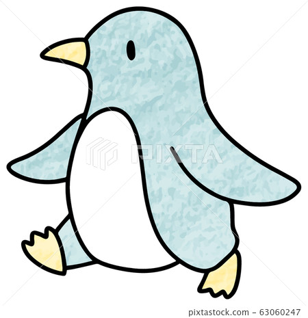 Illustration of a penguin walking (color pencil... - Stock Illustration ...
