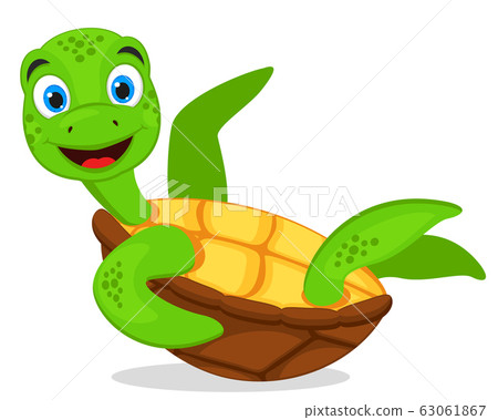 Turtle lies upside down and waves its fin on a - Stock Illustration ...
