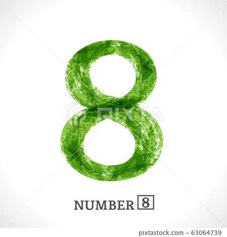 Number 8. Grunge Symbol eight. Green Eco Style - Stock Illustration ...