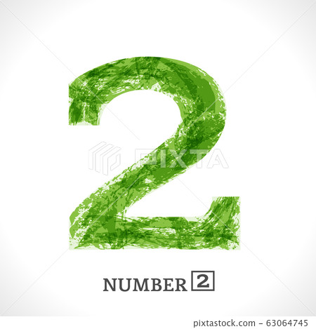 Number 2. Grunge Symbol two. Green Eco Style - Stock Illustration ...