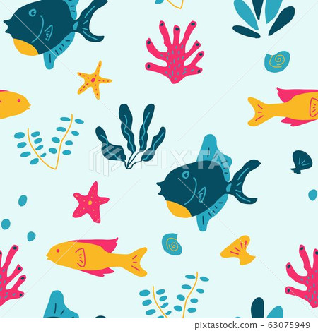 Handwritten wind fish seamless pattern - Stock Illustration [63075949 ...