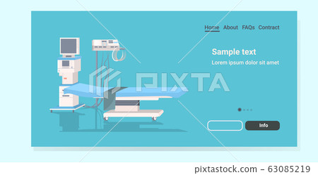 life support machine and bed at hospital ward... - Stock Illustration ...