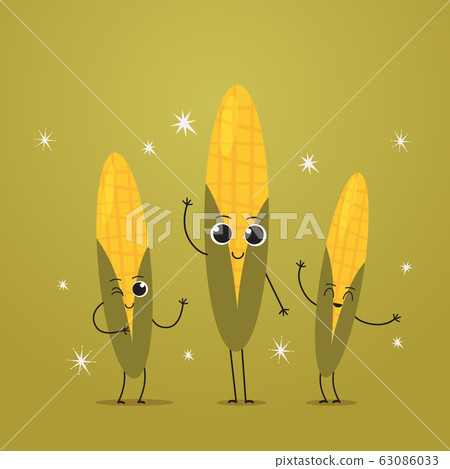 cute fresh corn characters tasty mascot... - Stock Illustration ...
