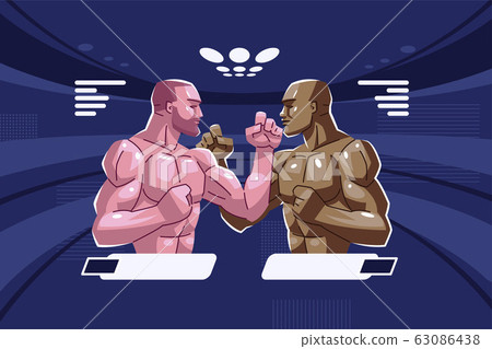 Staredown. Two fighters stand opposite each other - Stock Illustration ...
