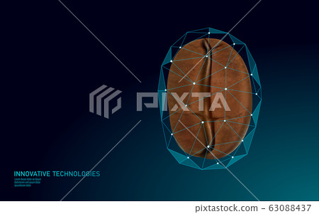 3D coffee bean realistic business idea. Low... - Stock Illustration ...