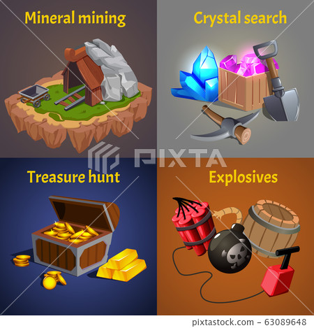 Cartoon Mining Game Design Icon Set - Stock Illustration [63089648] - PIXTA