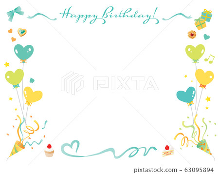 Green birthday frame for ribbons, crackers and... - Stock Illustration ...
