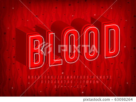 Blood Alphabet, thermal hot letters, trendy red... - Stock Illustration ...