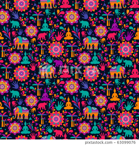 Happy holi vector elements seamless pattern... - Stock Illustration ...