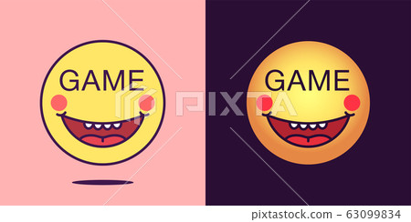 Emoji face icon with phrase Game. Gambling - Stock Illustration ...