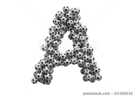 Letter A from soccer balls, 3D rendering - Stock Illustration [63100016 ...