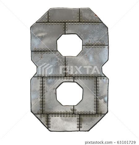 Industrial metal number 8 on white background 3d - Stock Illustration ...