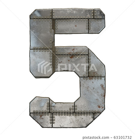 Industrial metal number 5 on white background 3d - Stock Illustration ...
