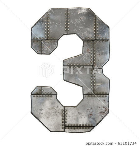 Industrial metal number 3 on white background 3d - Stock Illustration ...
