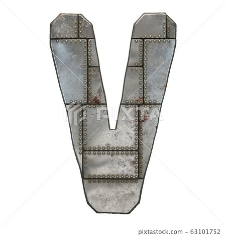 Industrial metal alphabet letter V isolated on... - Stock Illustration ...