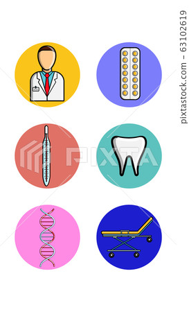 A set of six round icons for topical - Stock Illustration [63102619 ...