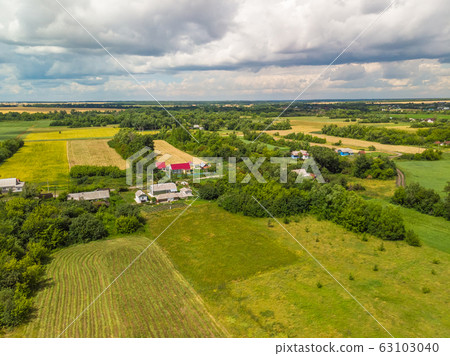 Beautiful rural landscape shot from above. Russia - Stock Photo ...