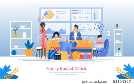Family Financial Problems Flat Vector Banner - Stock Illustration ...