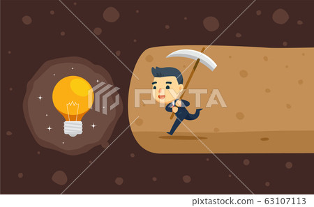 a business man is digging a cave for idea - Stock Illustration ...
