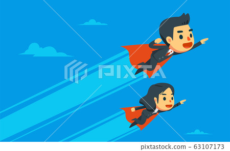 A man and woman flying with cape. - Stock Illustration [63107173] - PIXTA