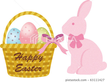 Easter April Rabbit Eggs Watercolor touch - Stock Illustration ...