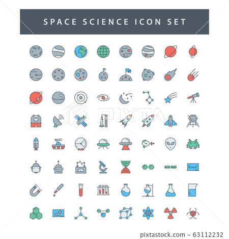 space and science icon set with filled outline - Stock Illustration ...