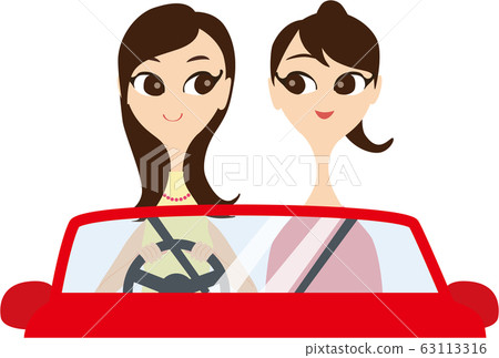 A woman riding a car - Stock Illustration [63113316] - PIXTA