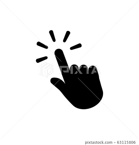 Clicking finger icon in flat. Hand pointer symbol - Stock Illustration ...