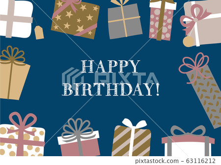 Birthday card gift box frame - Stock Illustration [63116212] - PIXTA