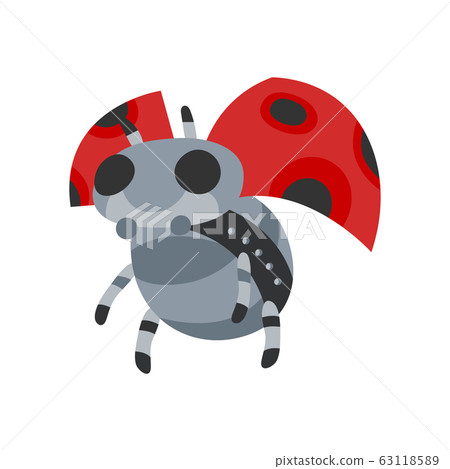 Vector cartoon mechanical robotic ladybug. Toy... - Stock Illustration ...