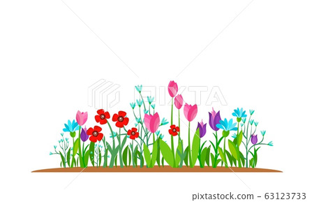 Summer and spring blossom forest and garden... - Stock Illustration ...