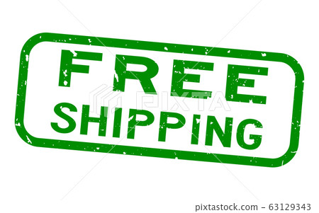 Grunge green free shipping word square rubber... - Stock Illustration ...