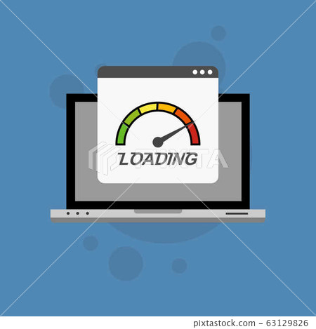 Laptop browser with speedometer test showing - Stock Illustration ...