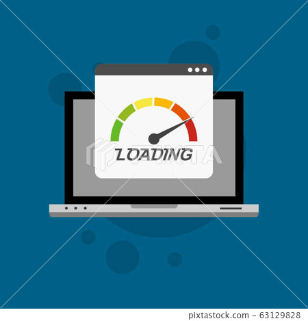 Laptop browser with speedometer test showing - Stock Illustration ...