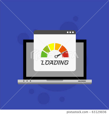 Laptop browser with speedometer test showing - Stock Illustration ...