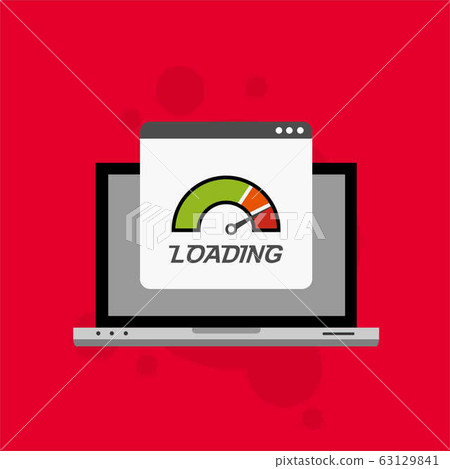 Laptop browser with speedometer test showing - Stock Illustration ...