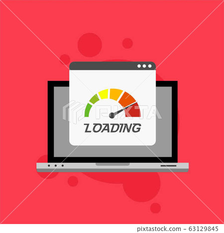 Laptop browser with speedometer test showing - Stock Illustration ...