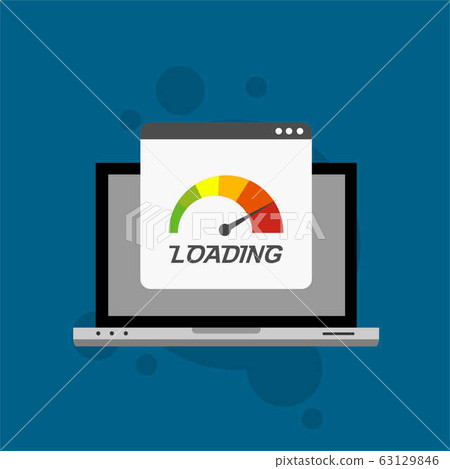 Laptop browser with speedometer test showing - Stock Illustration ...