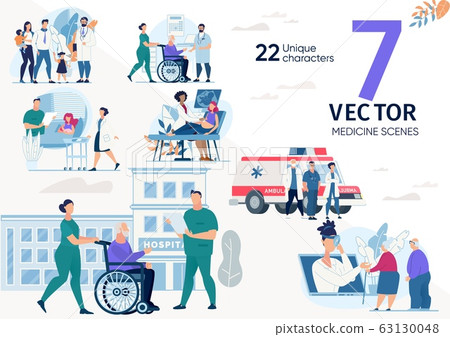 Modern Medical Help Flat Vector Concepts Set - Stock Illustration ...