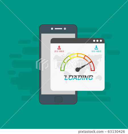 smartphone and internet speed icon. Flat design - Stock Illustration ...