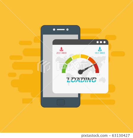 smartphone and internet speed icon. Flat design - Stock Illustration ...