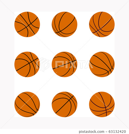 Set of basketball balls with different rotation... - Stock Illustration ...