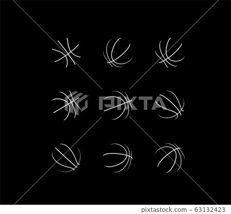 Set of basketball balls with different rotation... - Stock Illustration ...