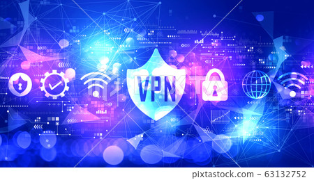 VPN concept with technology light background - Stock Illustration ...