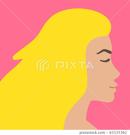Vector flat cartoon blonde woman head profile - Stock Illustration ...