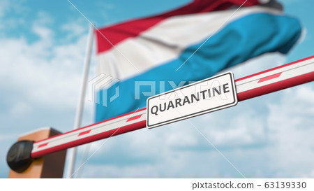 Barrier gate with QUARANTINE sign being closed... - Stock Illustration ...